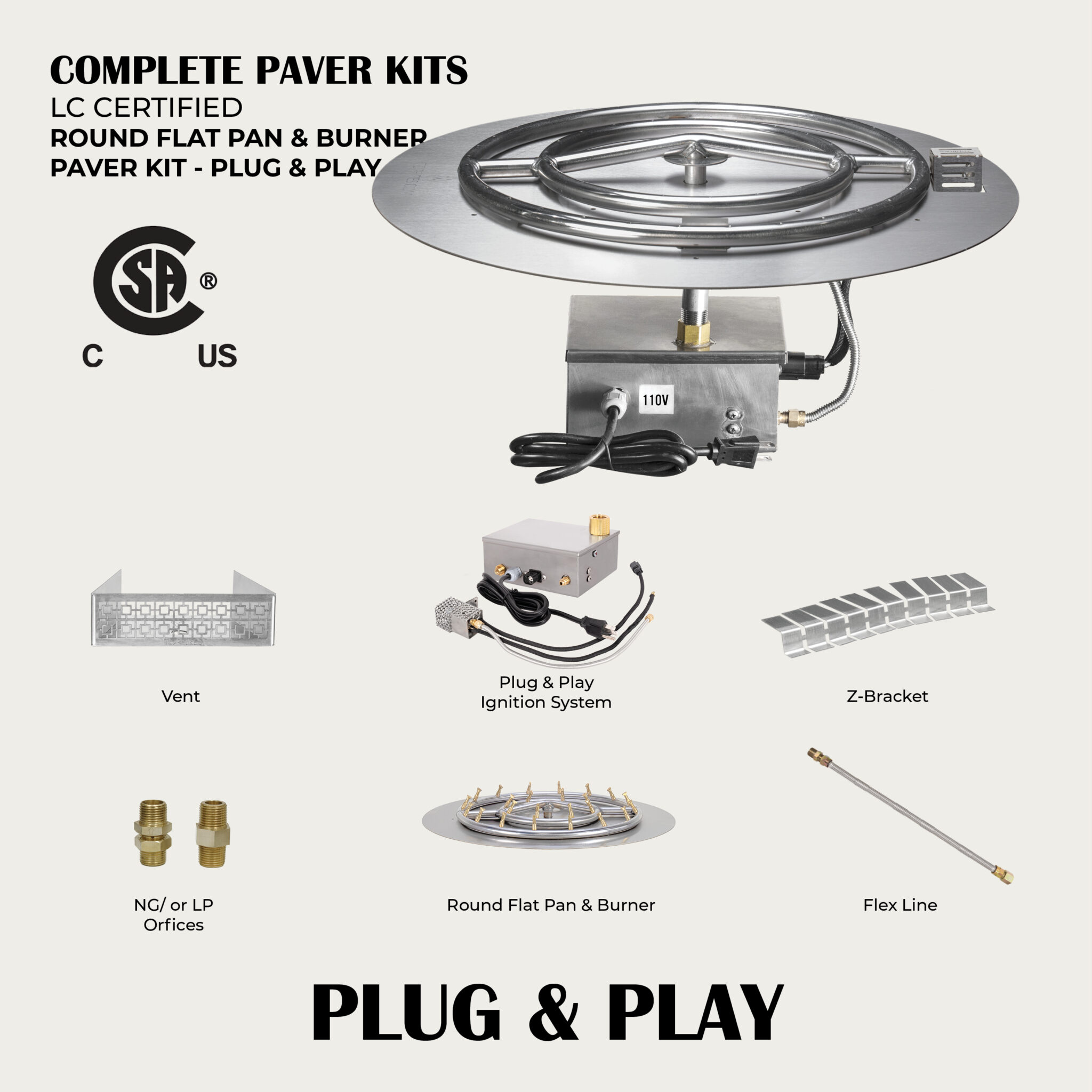 Complete Paver Kits – Round Flat Pan & Burner Kit – Plug & Play - Ace ...