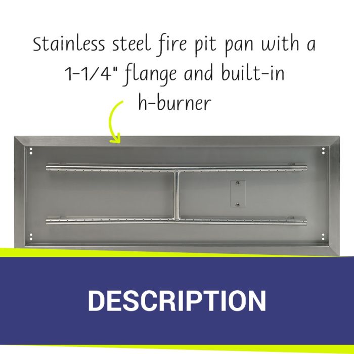 36" x 12" Stainless Steel Rectangular Drop-In Fire Pit Pan - Ace ...