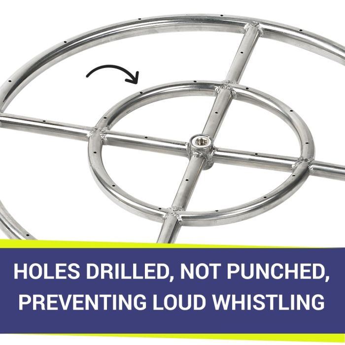 18" Double-Ring Stainless Steel Burner with a 1/2" Inlet - Ace Building ...