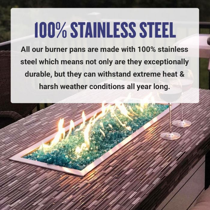 48" x 14" Stainless Steel Rectangular Drop-In Fire Pit Pan - Ace ...