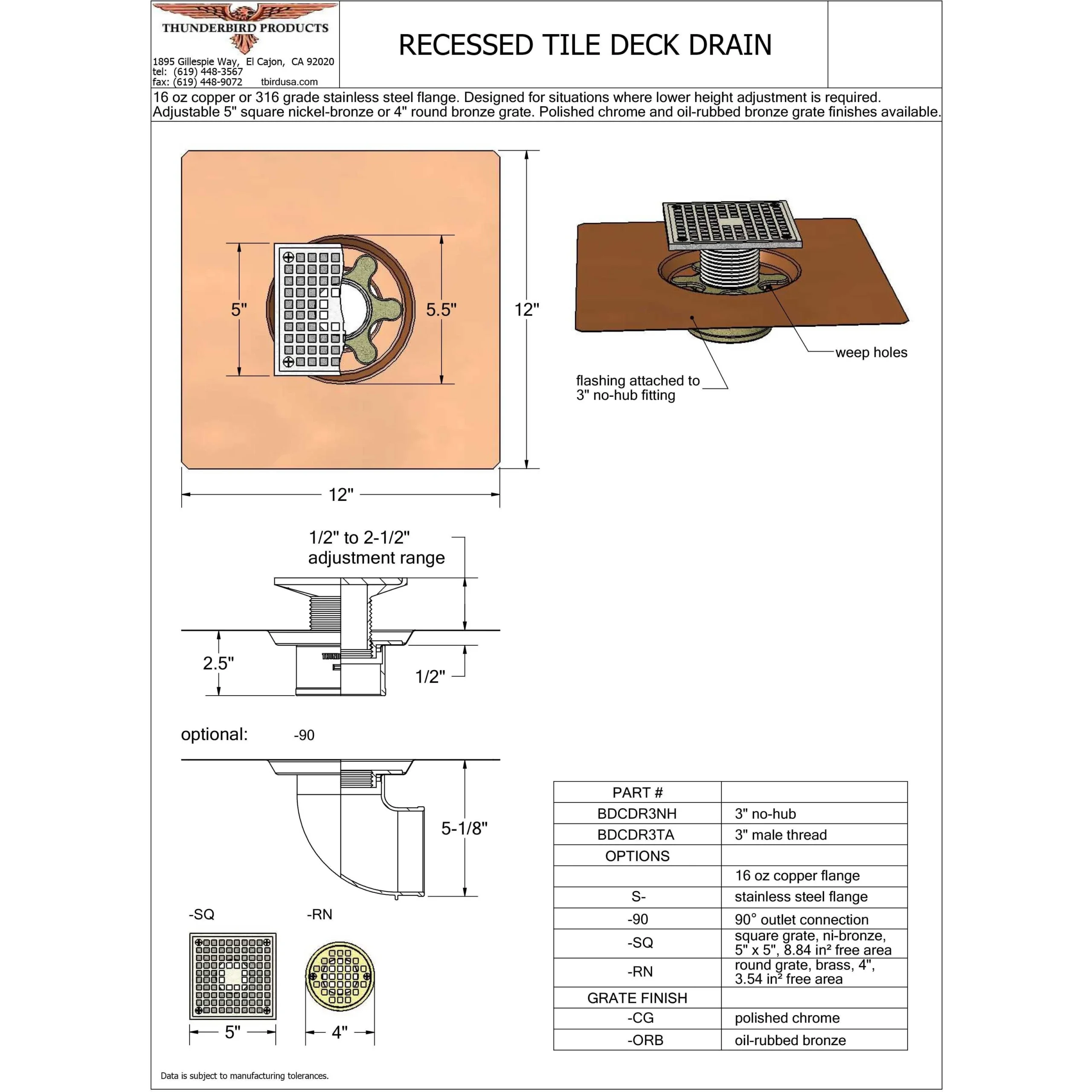 Recessed Tile Deck Drain - Ace Building Materials