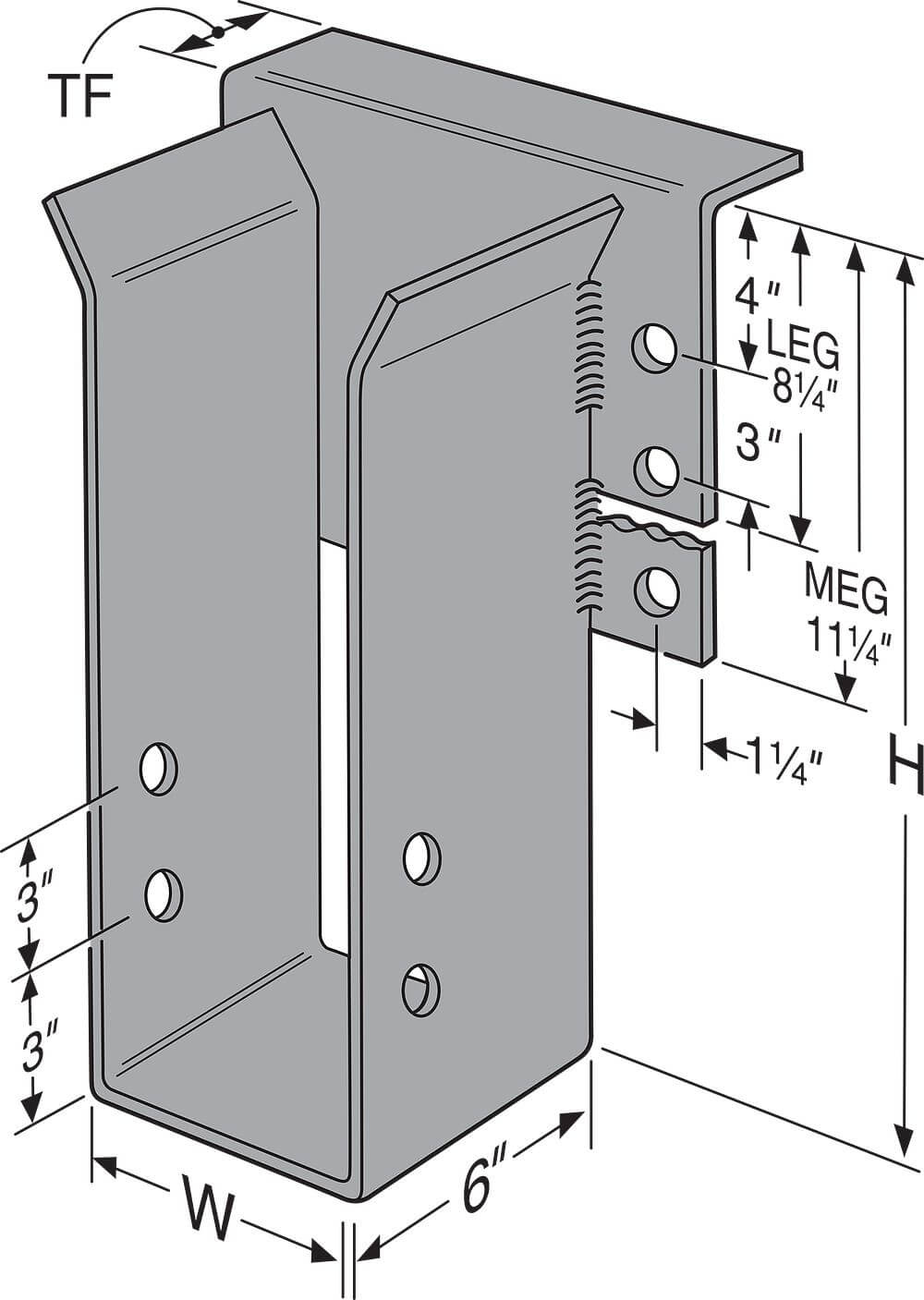 MEG Medium Beam and Glulam Top-Flange Hanger - Ace Building Materials